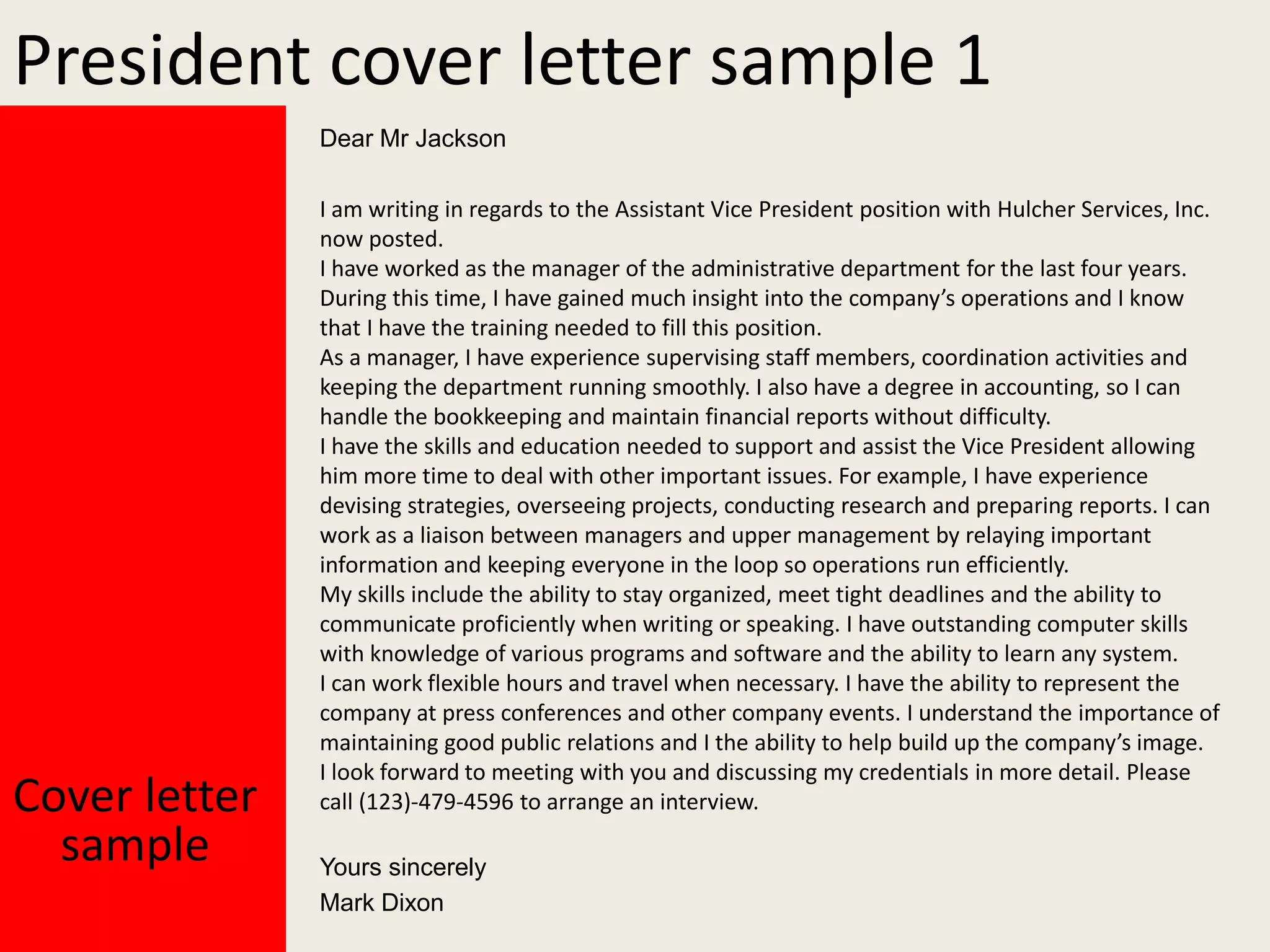 President cover letter | PPT