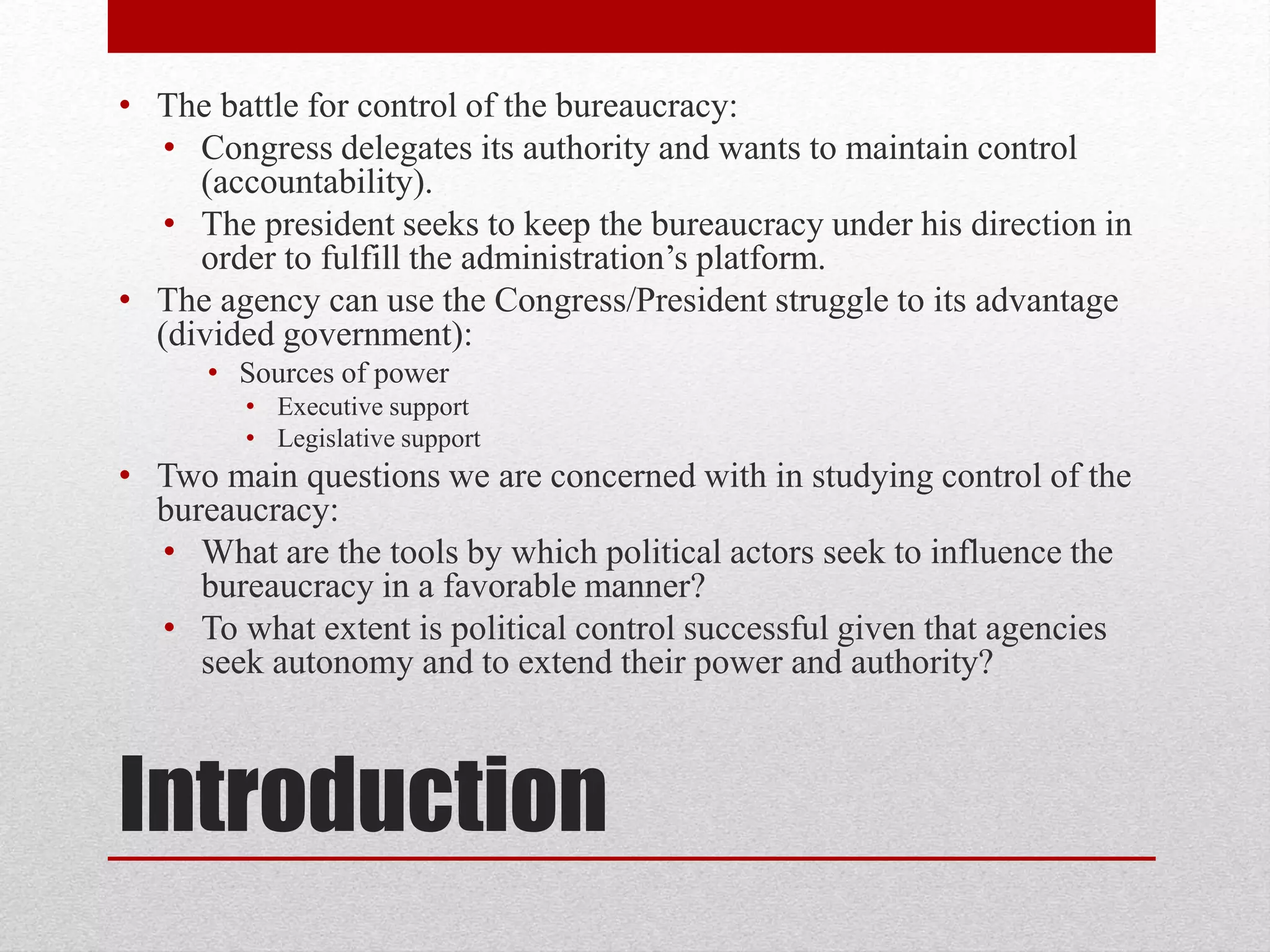 Presidential control of the bureaucracy | PPTX