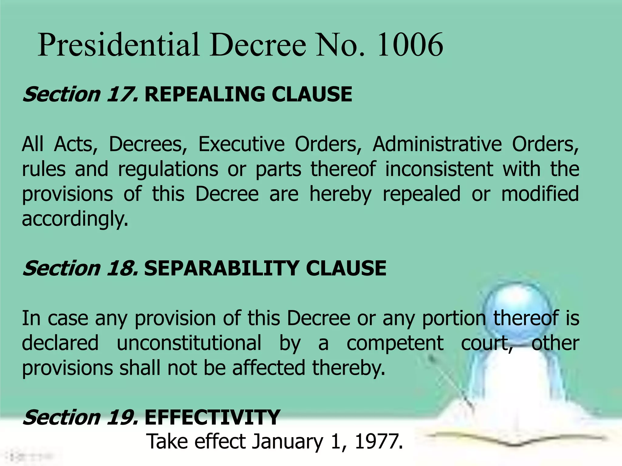 Presidential decree no. 1006 | PPTX
