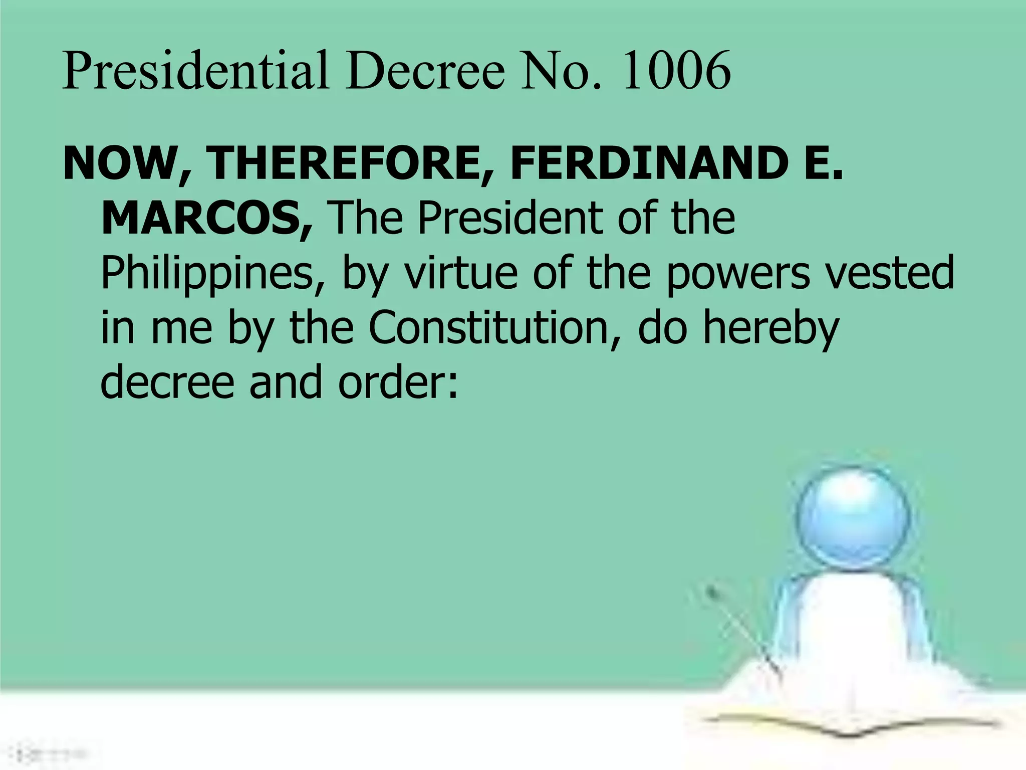 Presidential decree no. 1006 | PPTX
