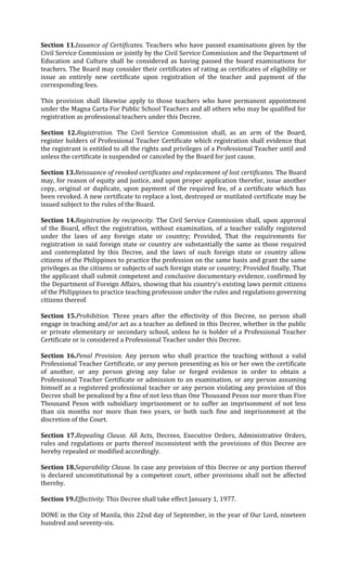 Presidential decree no 1006 professionalization of teachers | DOCX