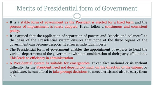 Presidential Form Of Government pol.pptx | Political Issues & policy ...