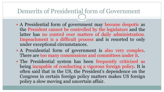 Presidential Form Of Government pol.pptx | Political Issues & policy ...