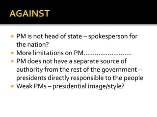 Presidentialisation pm | PPTX | Politics