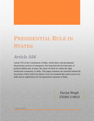 Presidential rule in states | DOCX