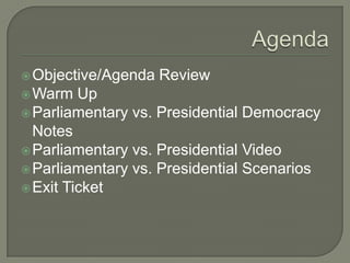 Presidential v Parliamentary | PPTX