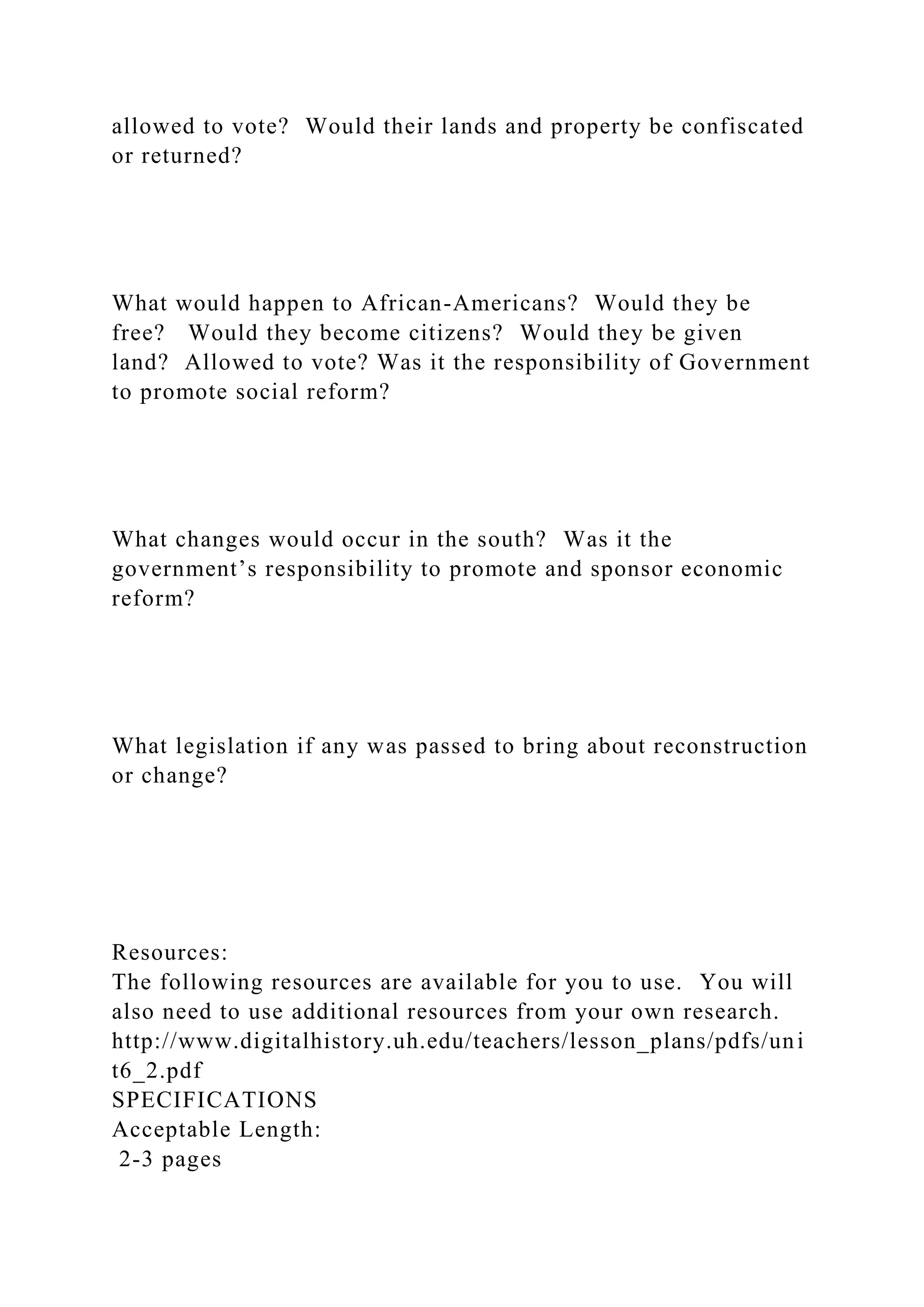 Presidential vs. Congressional ReconstructionCompare and contrast .docx