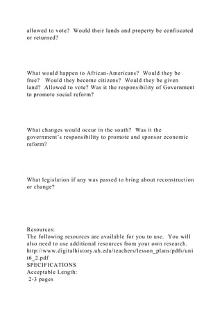 Presidential vs. Congressional ReconstructionCompare and contrast .docx