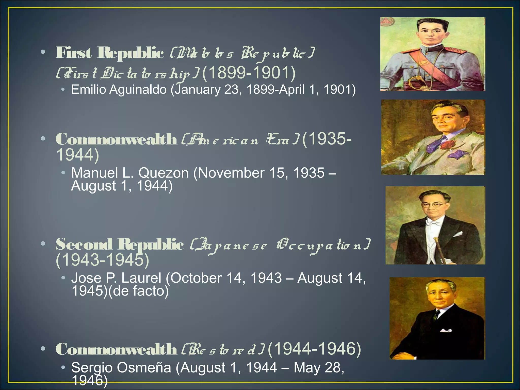 Presidents of the third republic | PPT