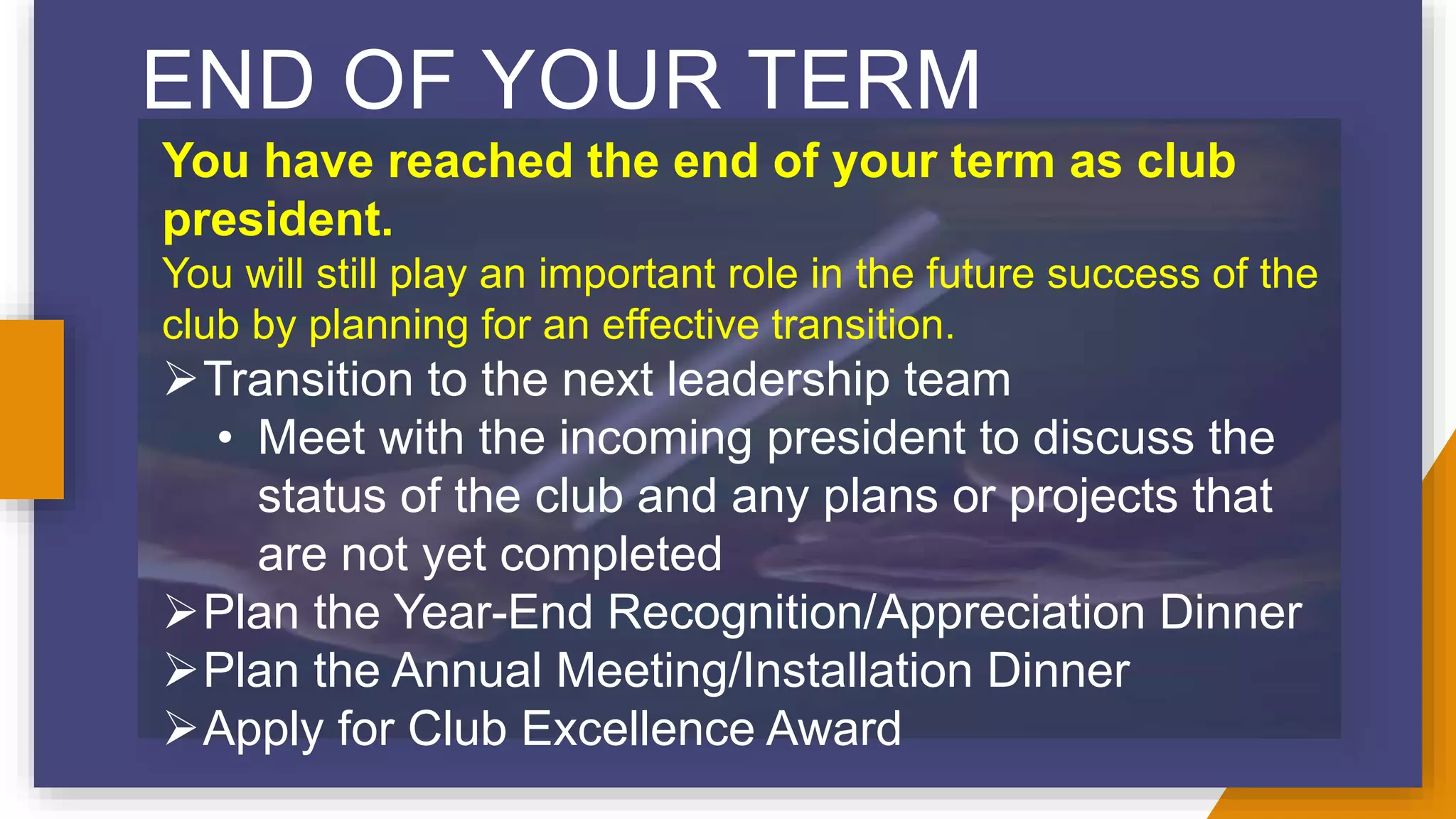 Roles & Responsibilities of a Club President | PPTX