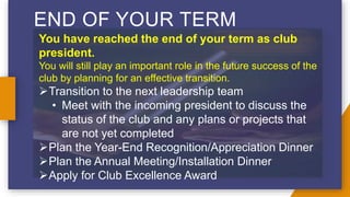 Roles & Responsibilities of a Club President | PPTX