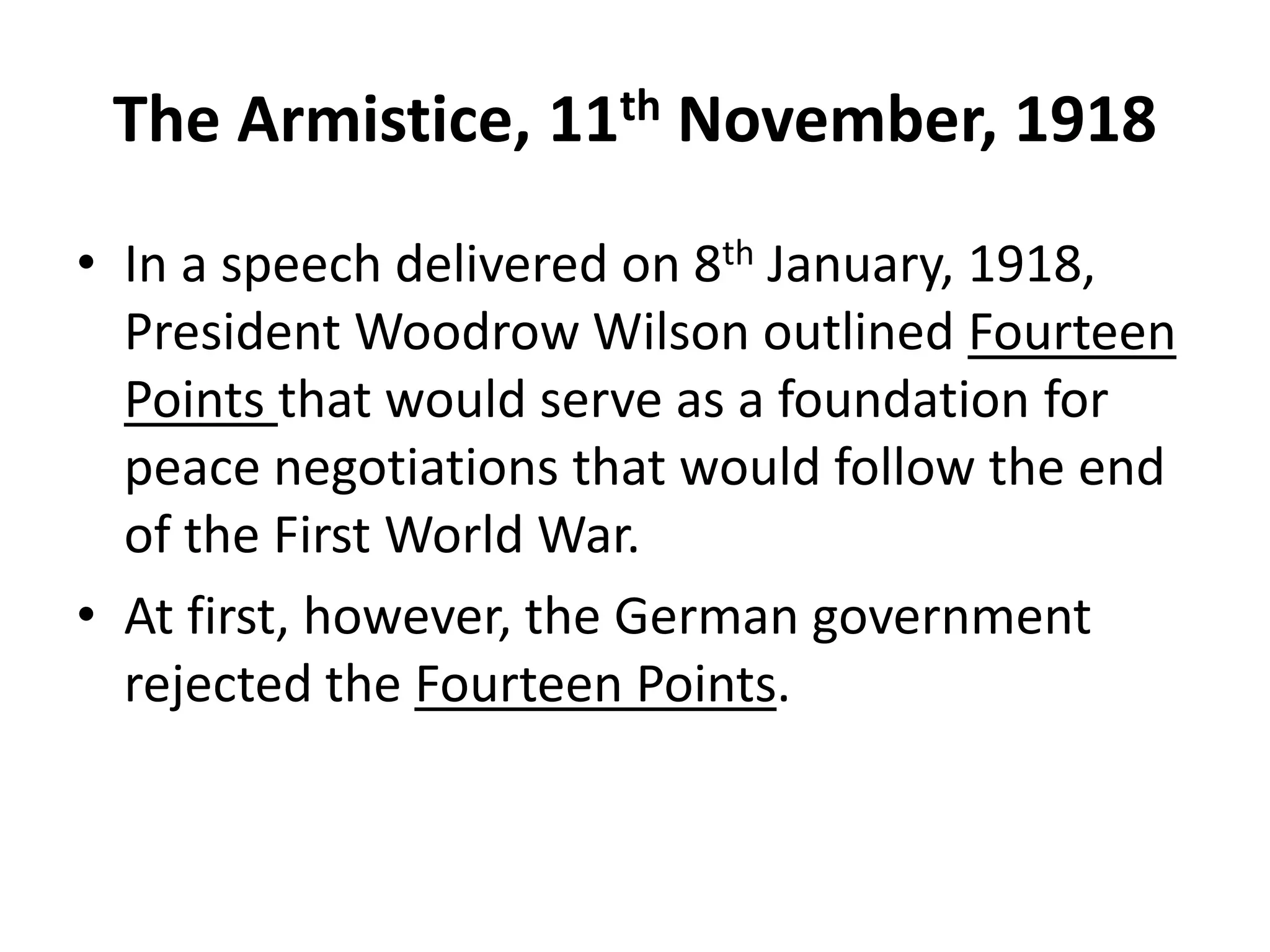 President Woodrow Wilson’s 14 point plan | PPTX
