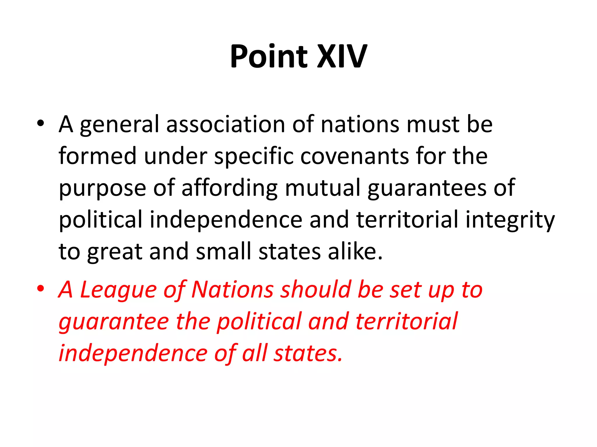 President Woodrow Wilson’s 14 point plan | PPTX