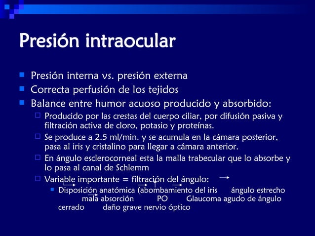 Presión Intraocular y Glaucoma | PPT