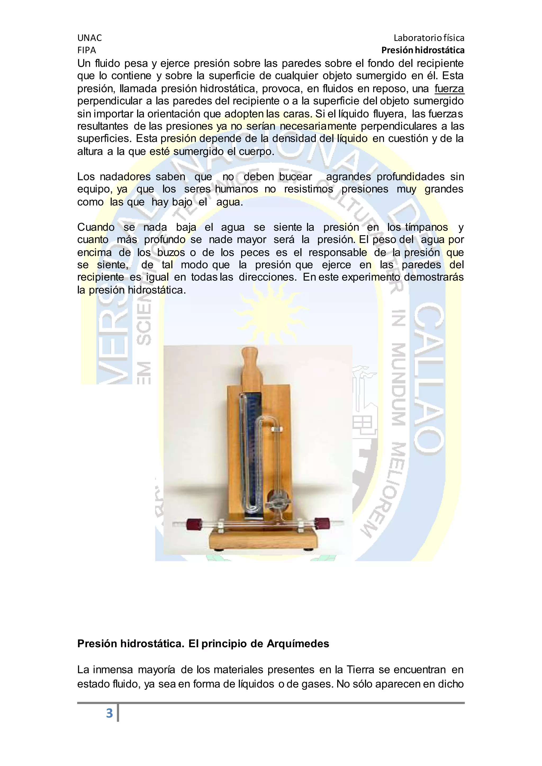 Presión hidrostatica | DOCX