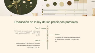 Presiones parciales en mezclas de gases. | PPTX