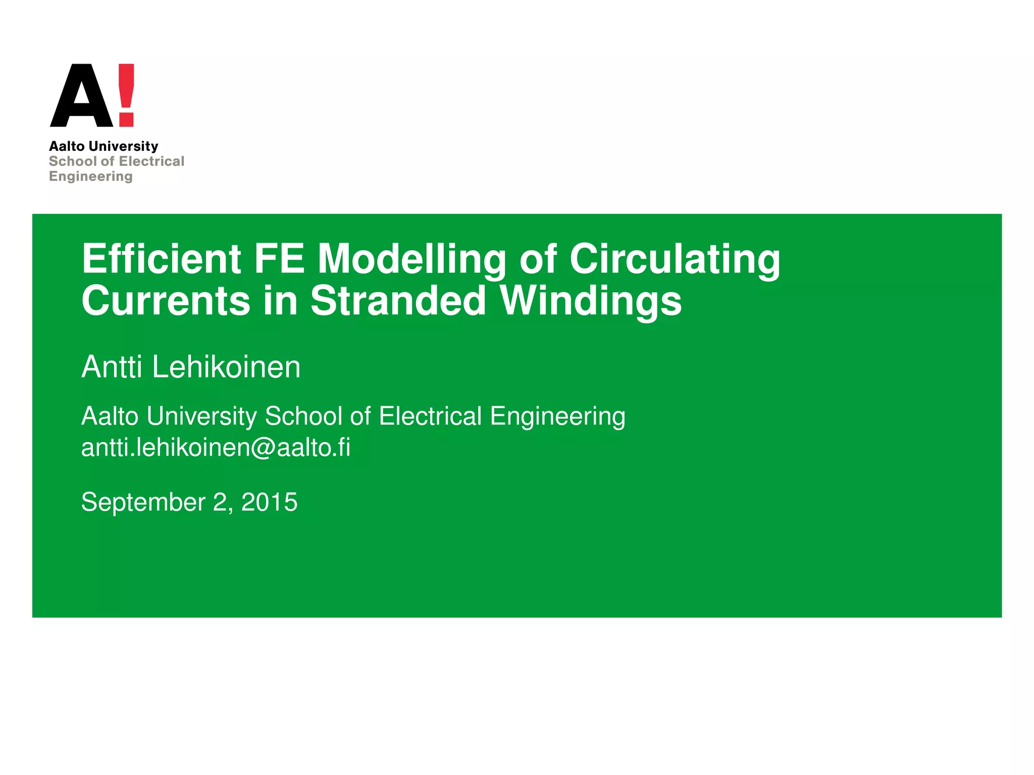 Efficient FE Modelling of Circulating Currents in Stranded Windings | PDF