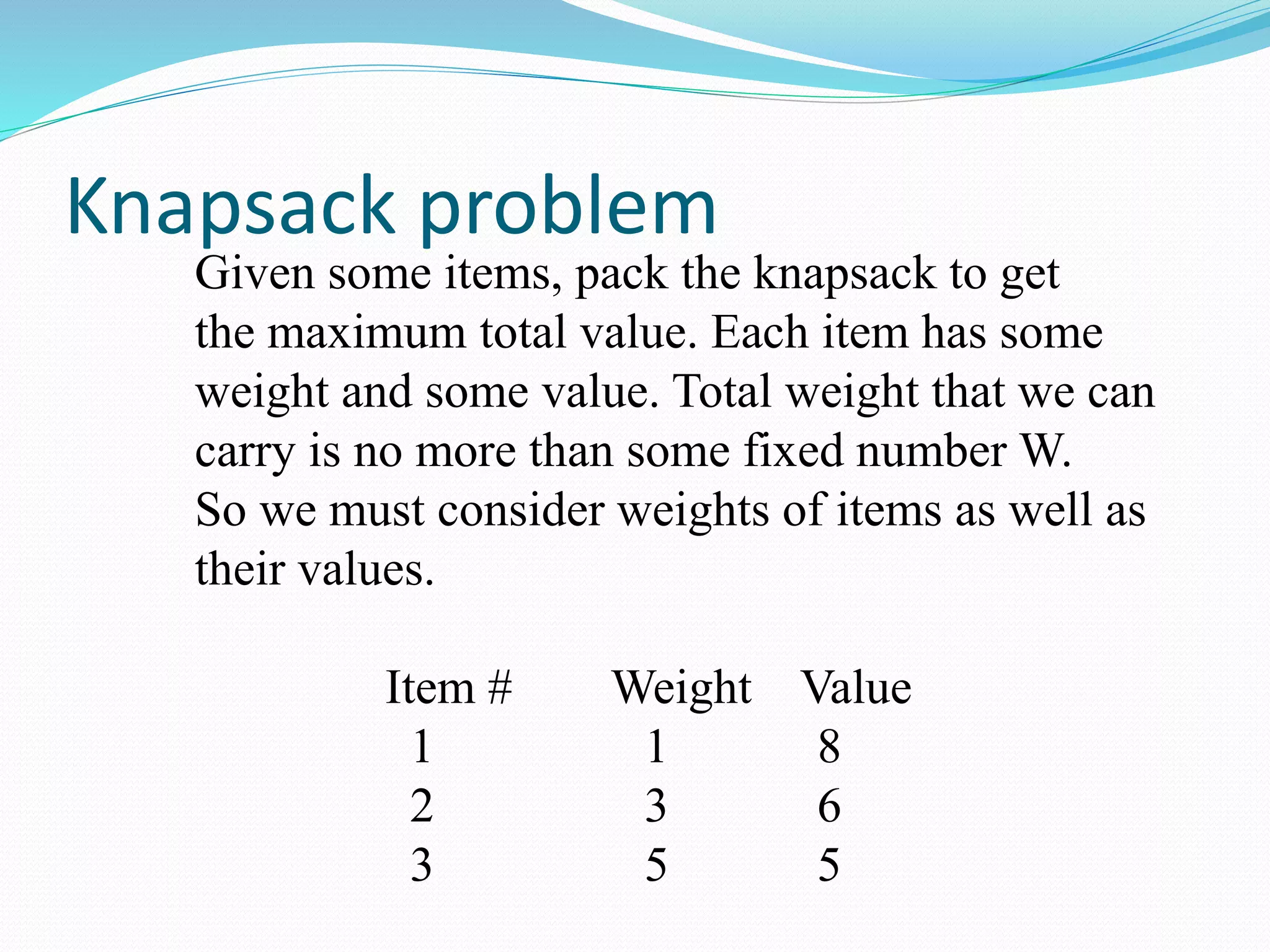 knapsack problem | PPTX