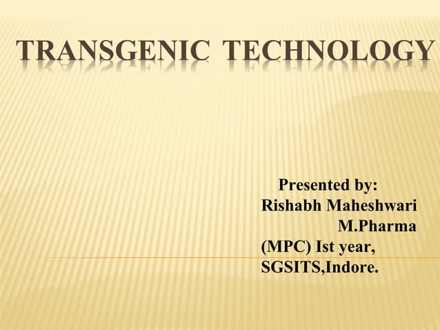 Transgenic technology | PPT