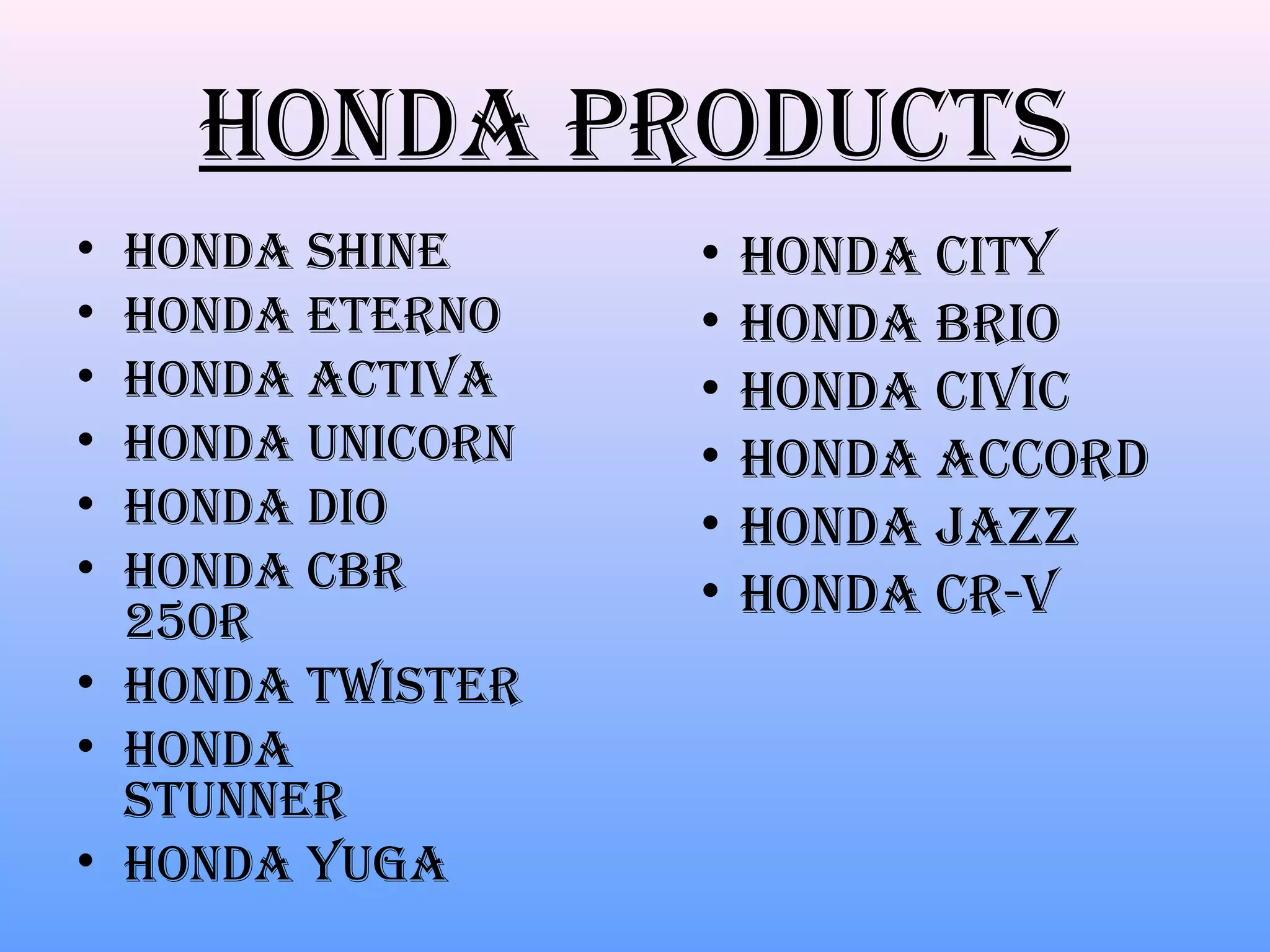 Presntation on honda | PPT