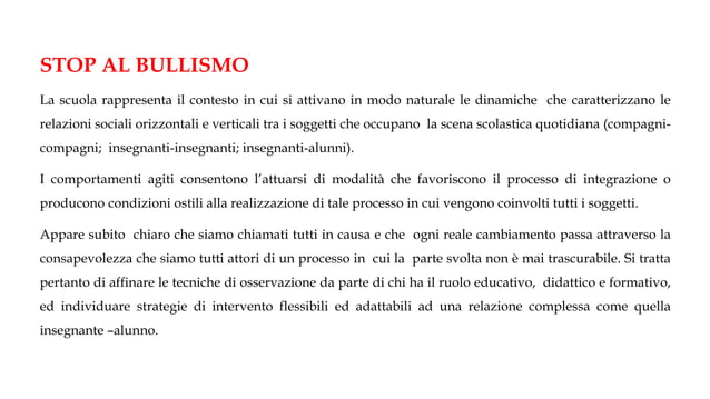 stop al bullismo | PPTX | Educational Assessment | Education