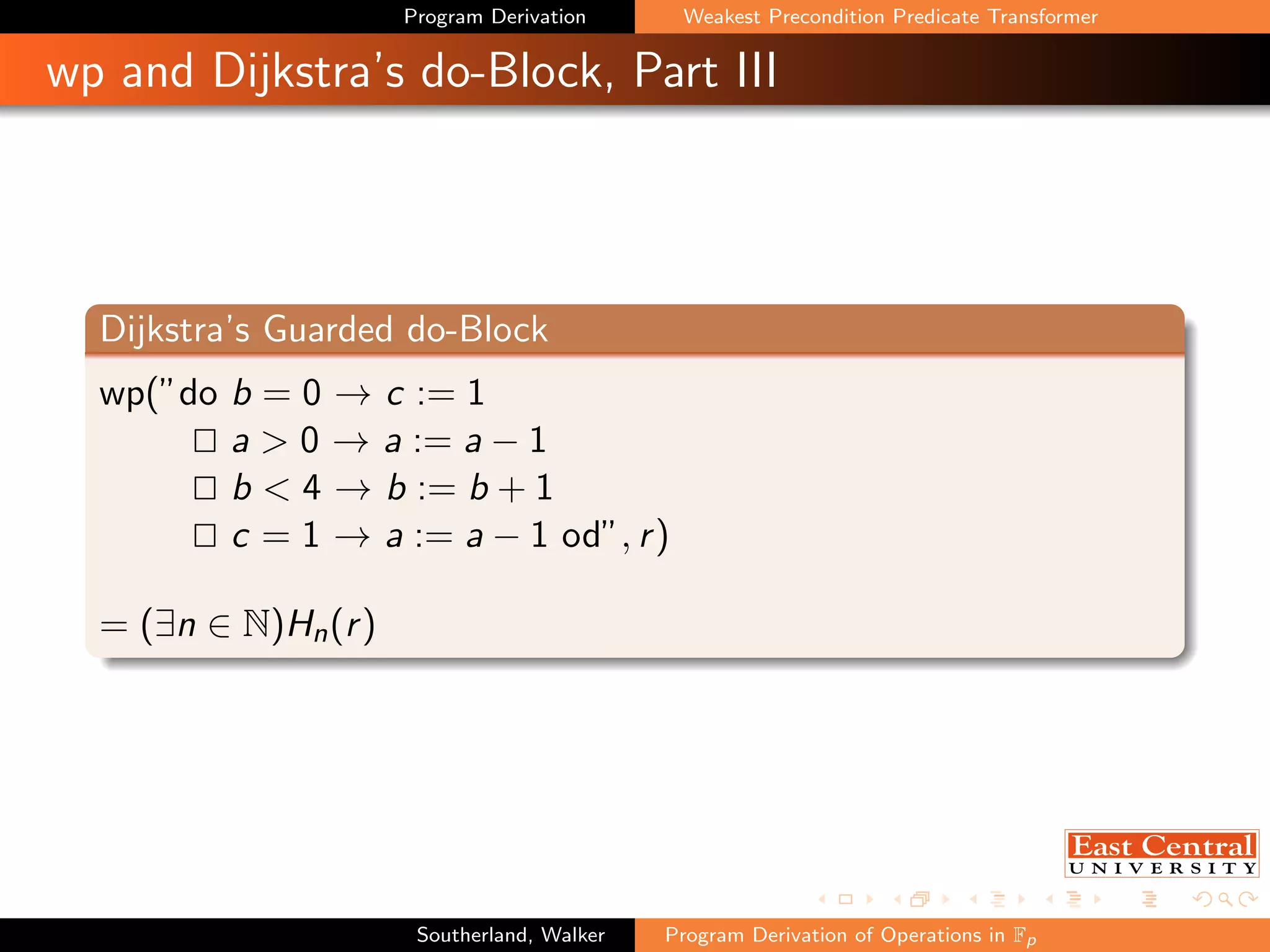 Program Derivation of Operations in Finite Fields of Prime Order | PDF