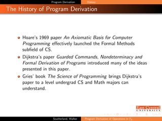 Program Derivation of Operations in Finite Fields of Prime Order | PDF