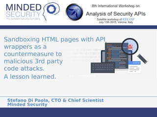 Sandboxing JS and HTML. A lession Learned | PPT