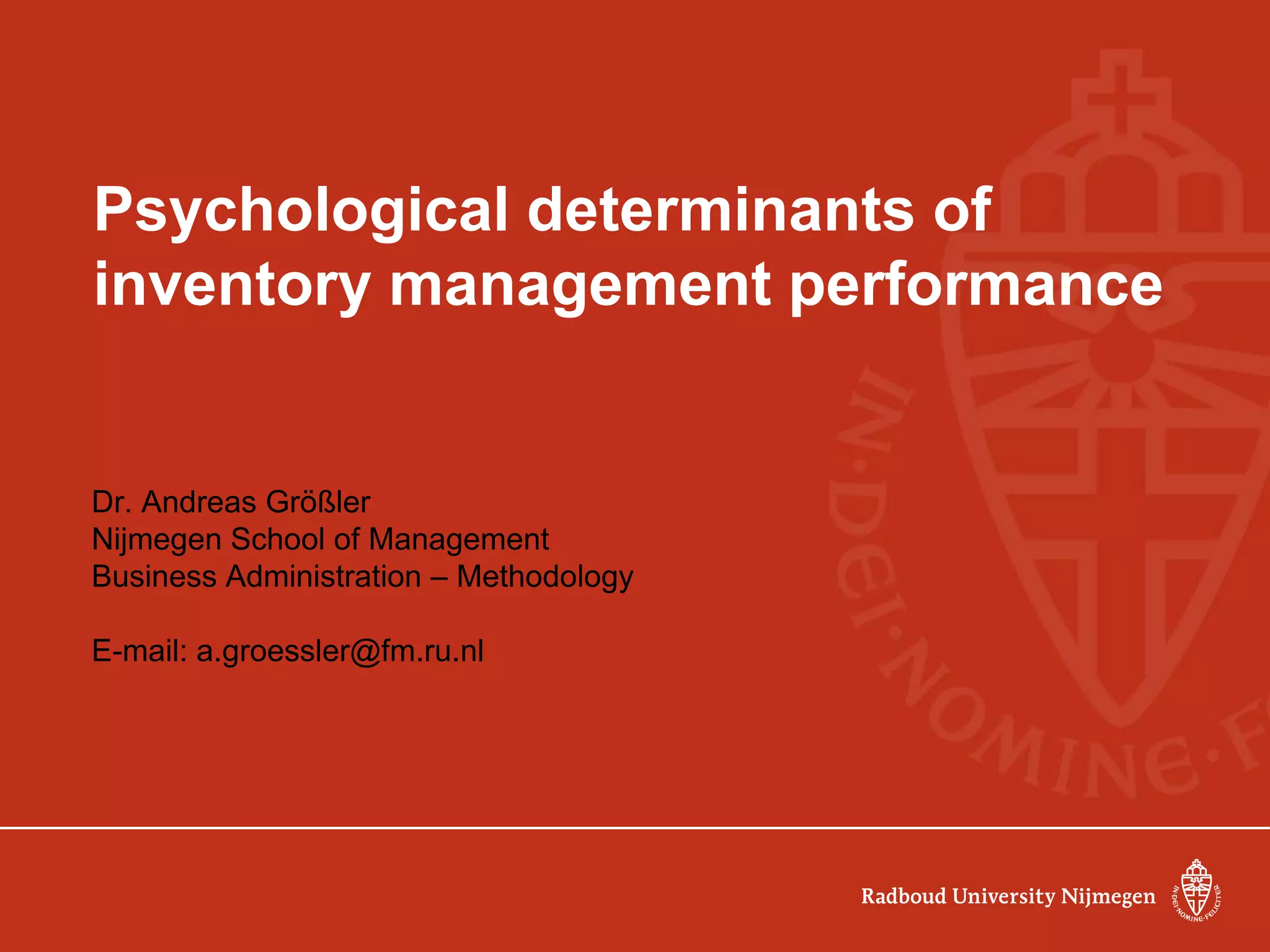 Psychological determinants of inventory management performance | PPT