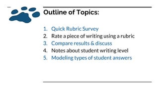 Rubrics and scoring guides for high school student writing | PPT