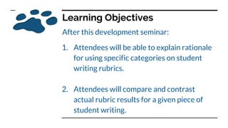Rubrics and scoring guides for high school student writing | PPT
