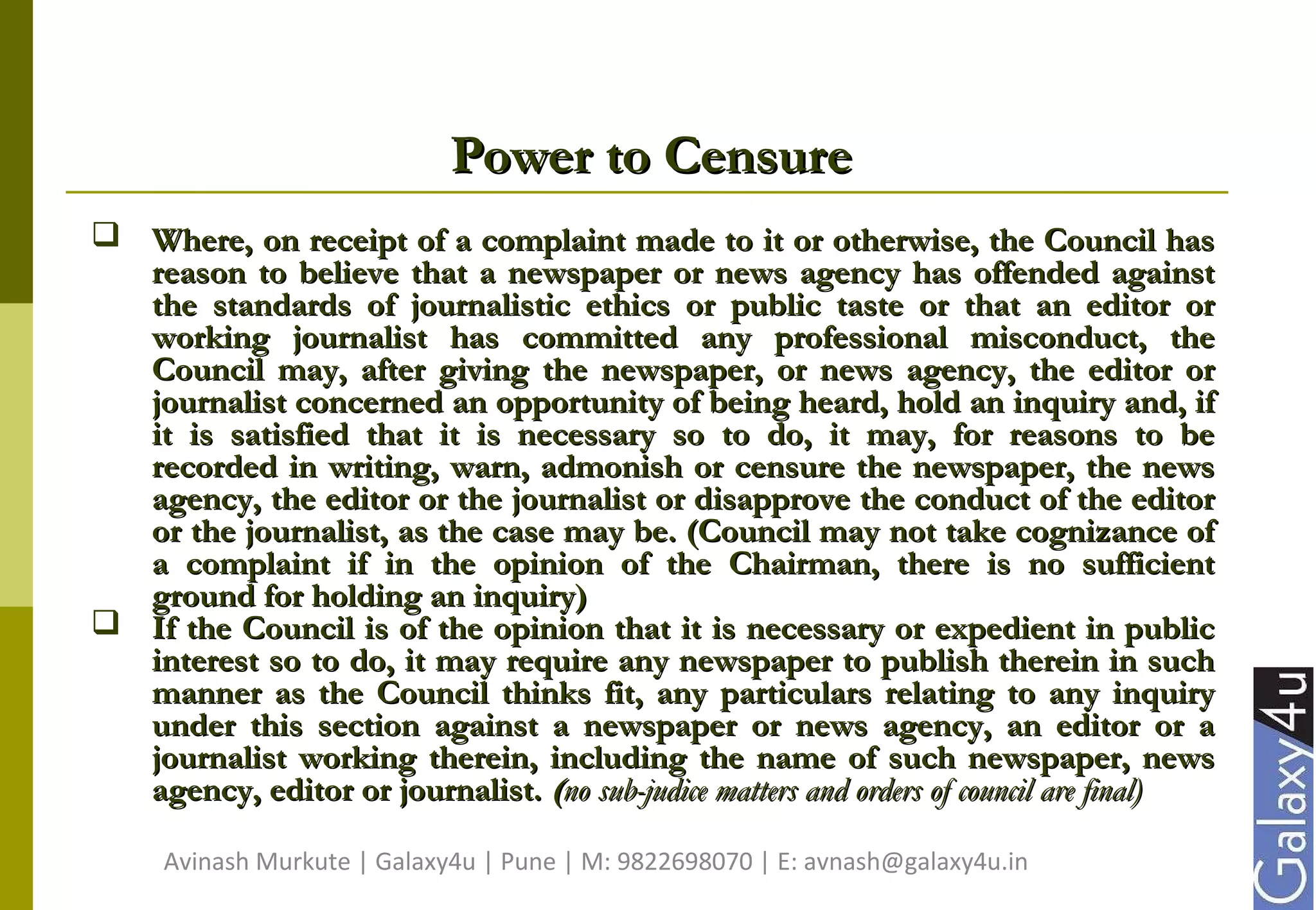 The Press Council Act, 1978 | PPT
