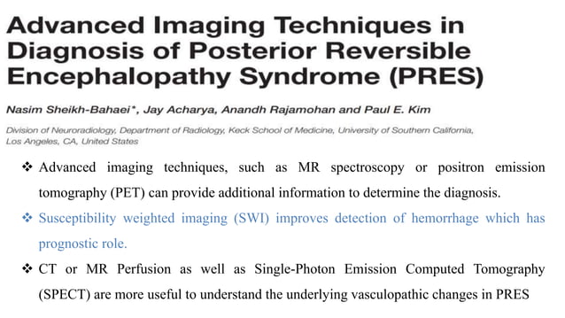 POSTERIOR REVERSIBLE ENCEPHALOPATHY SYNDROME | PPTX | Brain and Nervous ...