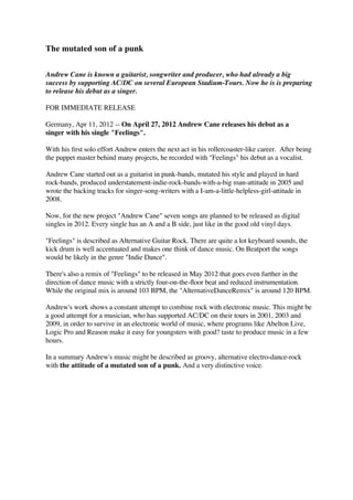 Press Release-Feelings by Andrew Cane | PDF