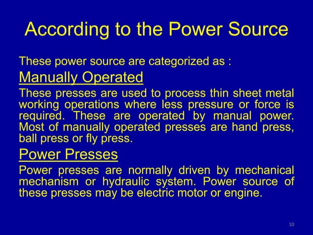 Classification and Types of Press | PPTX