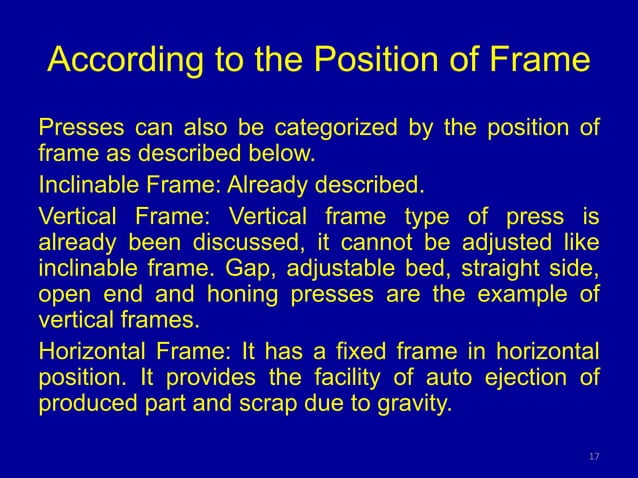Classification and Types of Press | PPTX