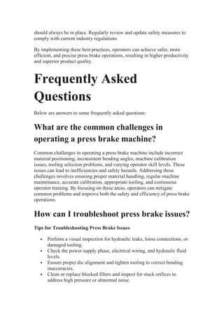 Press Brake Operation: Challenges and Safety Best Practices | PDF