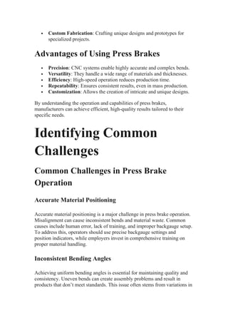 Press Brake Operation: Challenges and Safety Best Practices | PDF