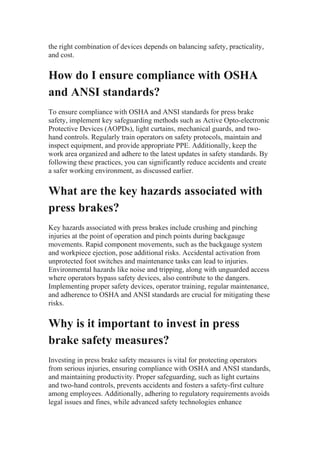 Press Brake Safety: Best Practices and Compliance | PDF