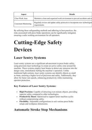 Press Brake Safety: Best Practices and Compliance | DOCX