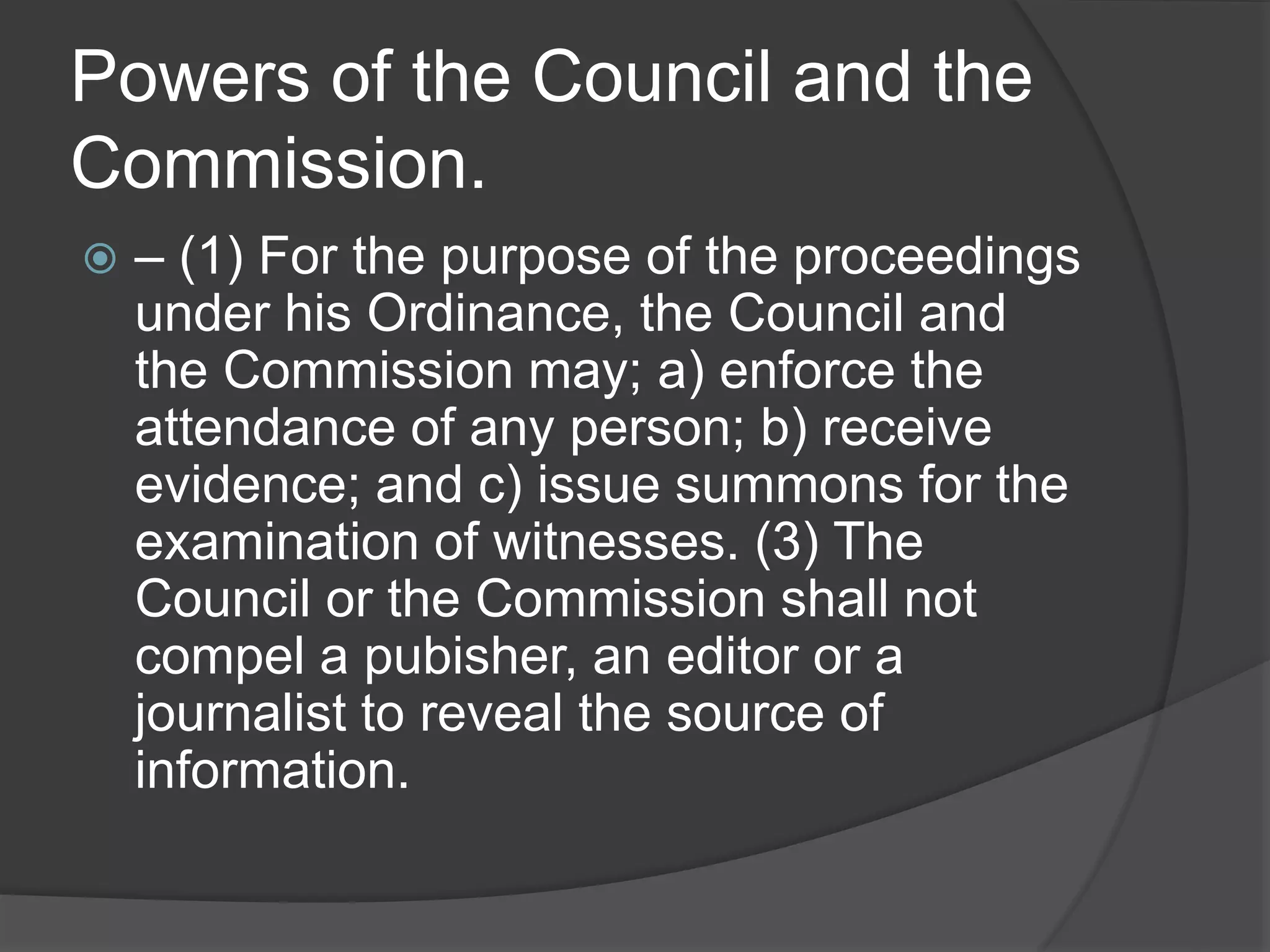 Press Council of Pakistan Ordinance 2002 and its Code of Ethics | PPT