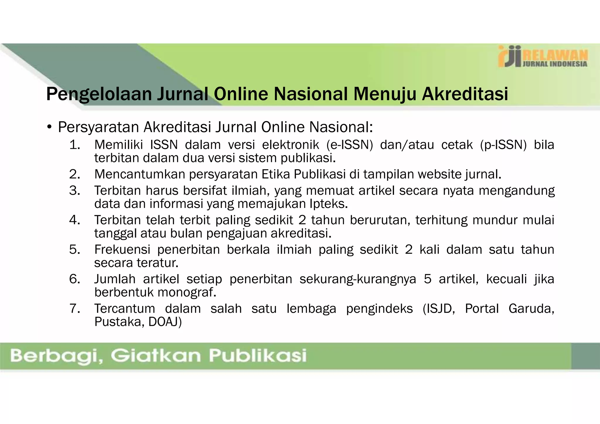 Pengembangan Mutu Jurnal Nasional Menuju Terakreditasi | PDF