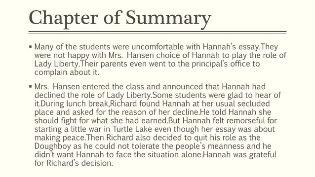 DEAR MR.KILMER CHAPTER 7 | PPT