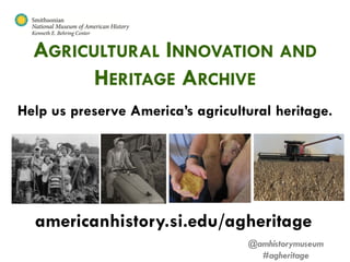 Introducing: Agricultural Innovation and Heritage Archive | PDF