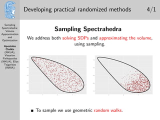 Sampling Spectrahedra: Volume Approximation and Optimization | PPT