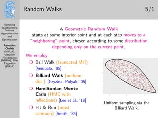 Sampling Spectrahedra: Volume Approximation and Optimization | PPT