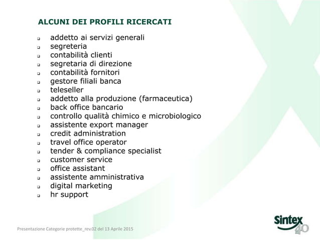 Categorie protette - Sintex | PPT