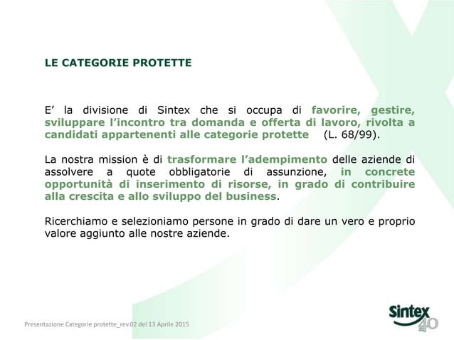 Categorie protette - Sintex | PPT