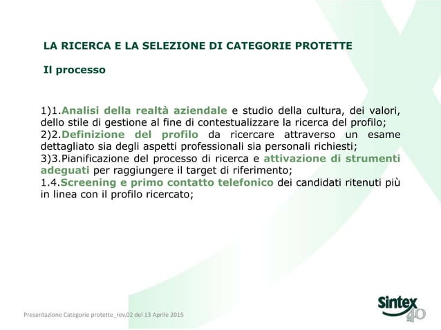 Categorie protette - Sintex | PPT
