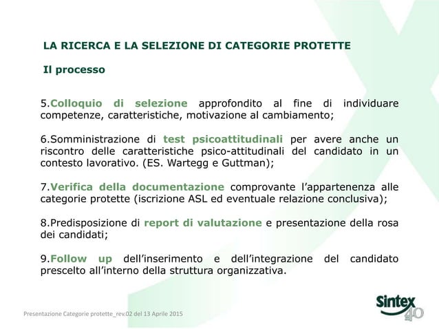Categorie protette - Sintex | PPT